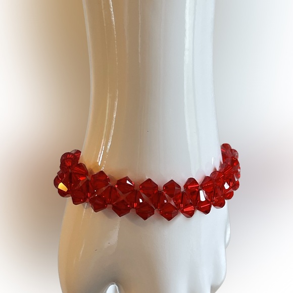 Swarovski | Jewelry | Swarovski Bicone Red Crystal Bracelet | Poshmark